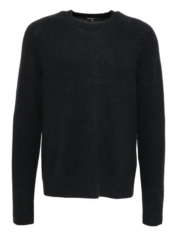JAMES PERSE Lightweight Textured Cashmere Crewneck Sweater - Black