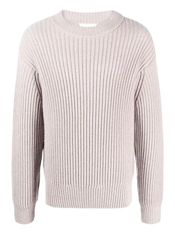 Ami Ribbed-knit Crew-neck Jumper - Pink