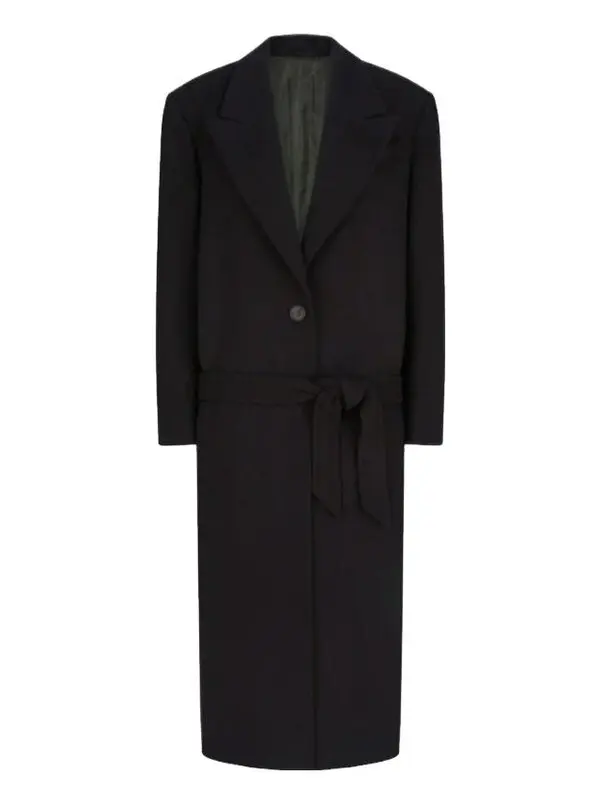Attico The Belted Long Coat - Black