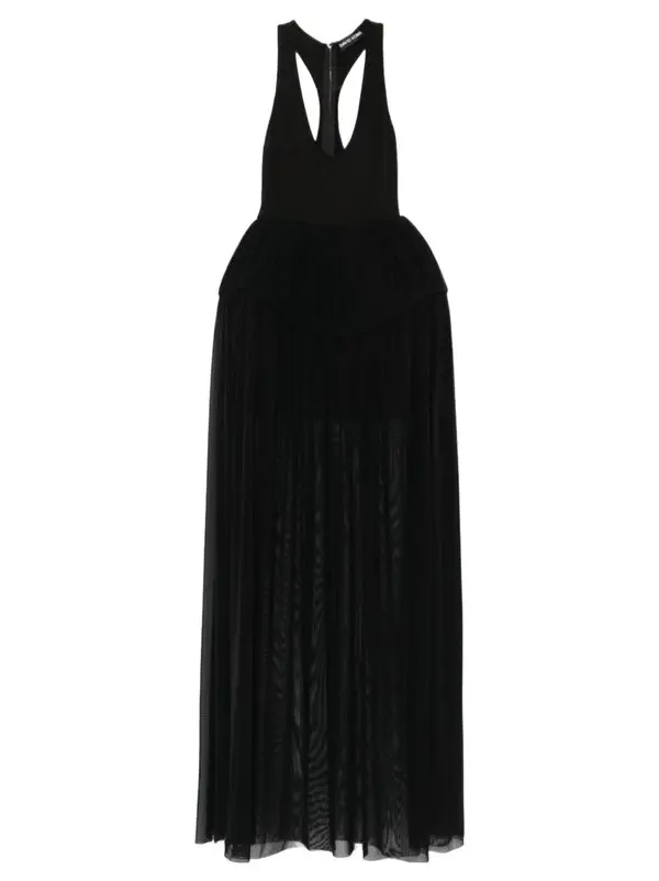 David Koma Pleated Tulle Gown - Black