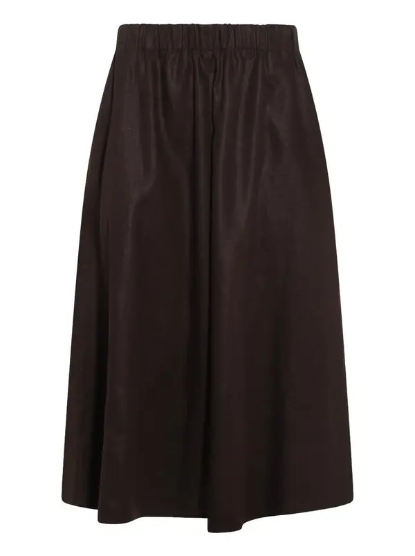 Brunello Cucinelli Midi Skirt With Pleated Details - Black
