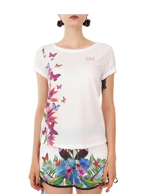 EA7 Logo Printed T-shirt - White