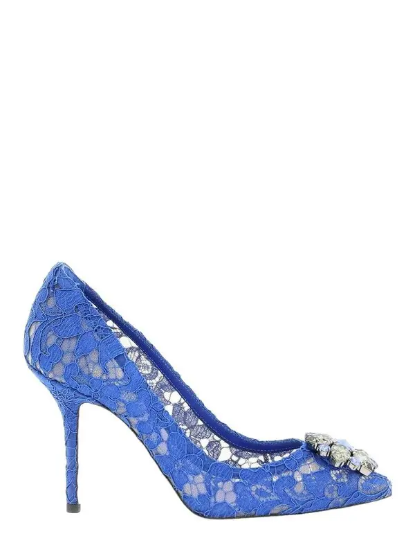 Dolce & Gabbana Lace Embellished Pointed Toe Pumps - Blue