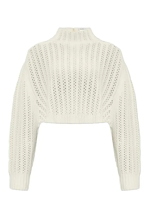 Max Mara Hodeida High Neck Cropped Cardigan - Vanilla