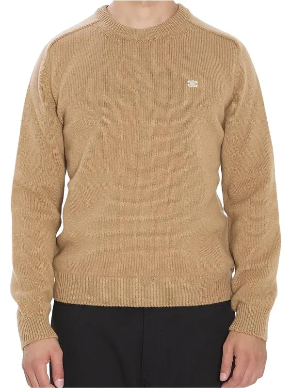 Celine Crew Neck Sweater In Wool And Cashmere - Camel