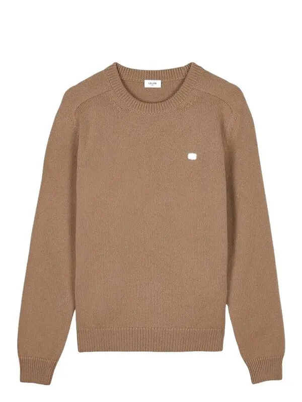 Celine Crew Neck Sweater In Wool And Cashmere - Camel