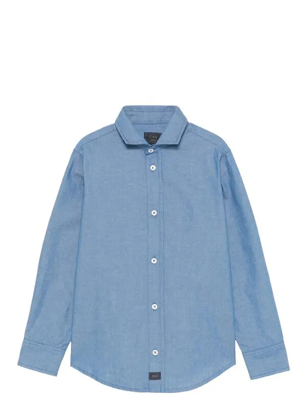 FAY Cotton Shirt With Buttoned Cuffs - Blue
