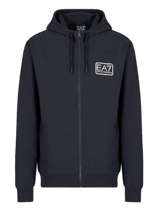 EA7 Casual Zip-up Jacket With Hood - Black
