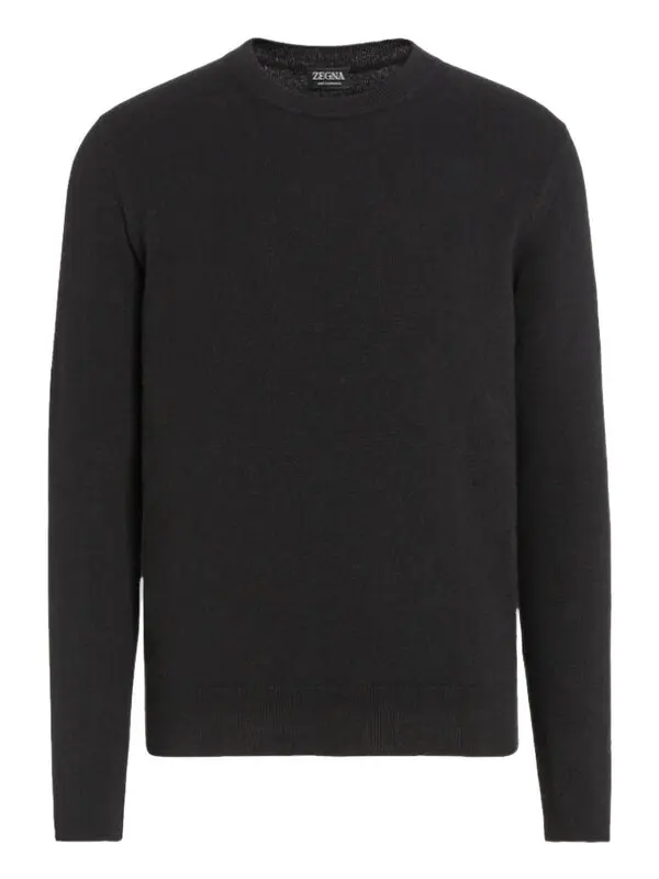 Zegna Crew Neck Long Sleeve Sweater - Black