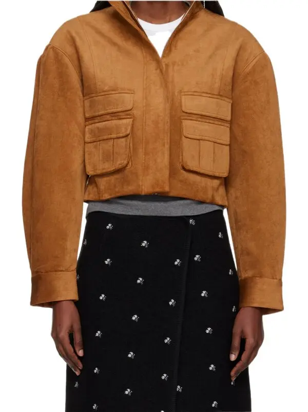 SHUSHU/TONG Stand Collar Zip Up Pocket Jacket - Brown