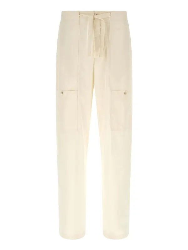 JIL SANDER Drawstring Poplin Cargo Trousers - White