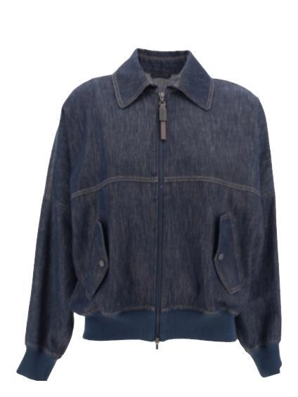 Brunello Cucinelli Zipped Denim Jacket - Blue