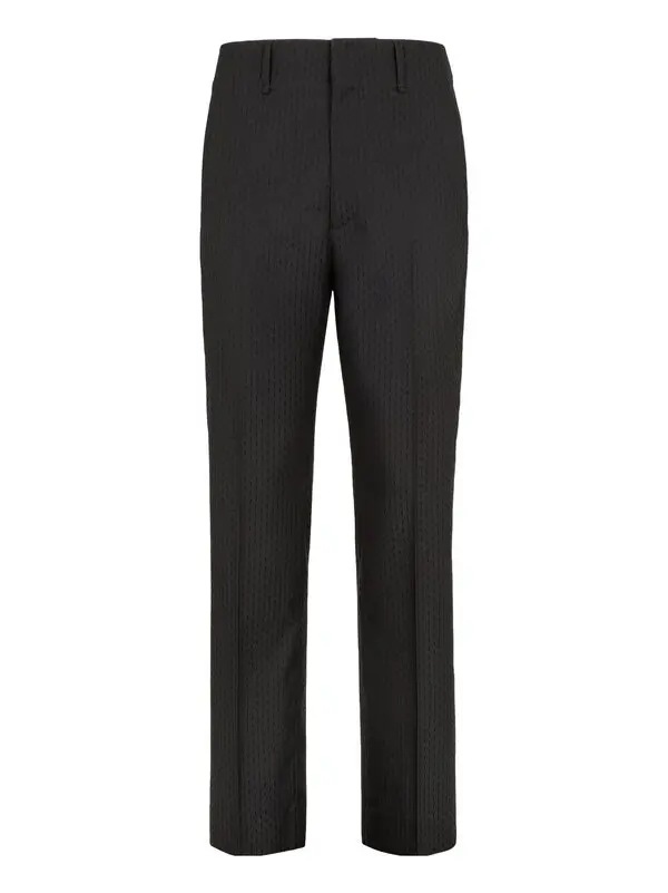 Fendi Tailored High-waist Pants With Jacquard Weave - Black