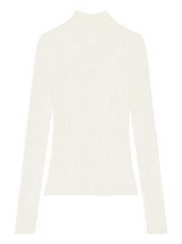 COURREGES Ribbed Mockneck Jumper - White