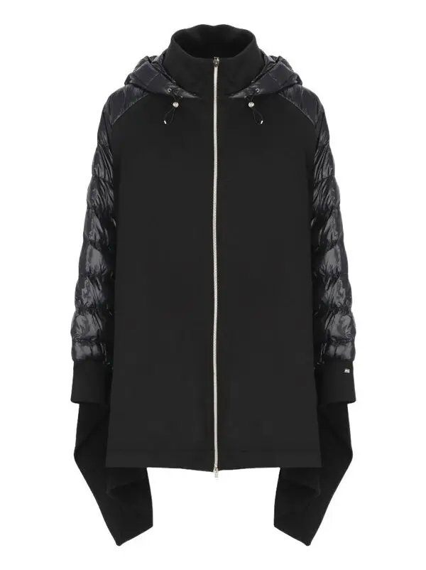 Herno Draped Hooded Coat With Asymmetric Hem - Black