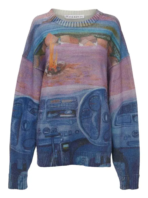 J.W.ANDERSON Camper Printed Drop Shoulder Sweater - Blue