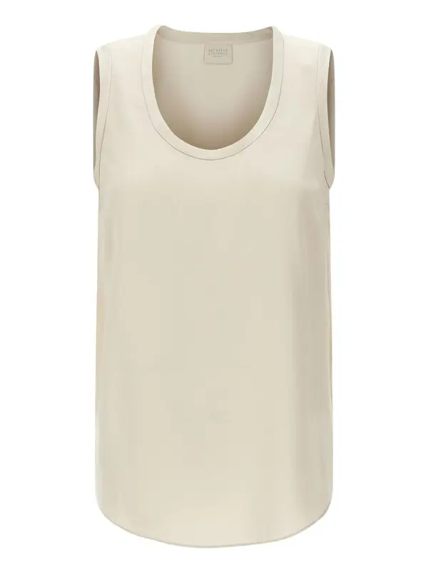 Brunello Cucinelli Sleeveless Scoop Neck Top - Beige