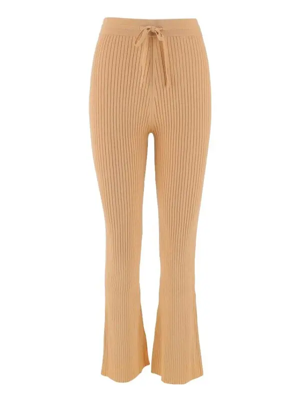 Nanushka Ribbed Knitted Cropped Flare Pants - Nude
