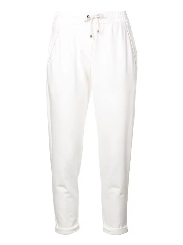 Brunello Cucinelli Monili Bead-embellished Drawstring Track Pants - White