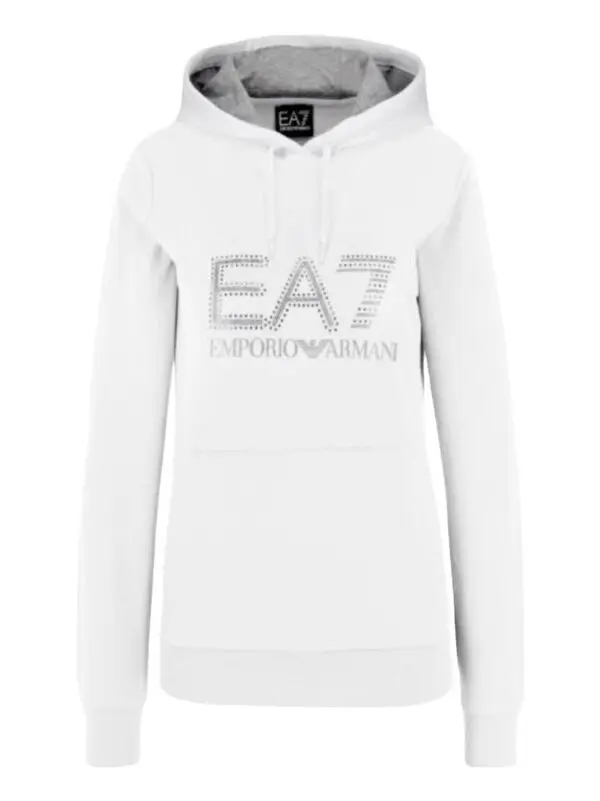 EA7 Logo Hooded Sweater - White
