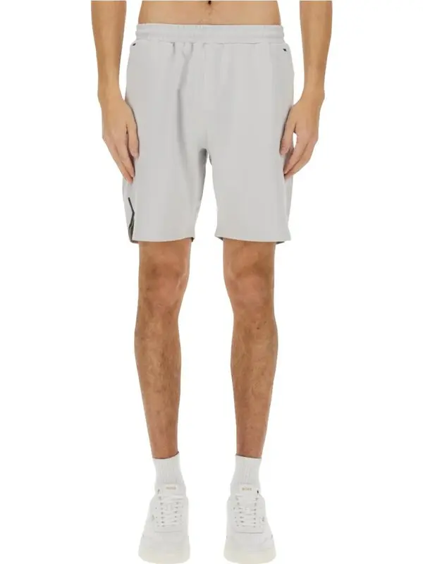 Hugo Boss Boss Active Stretch Shorts With Graphic Detail - White