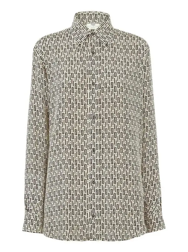 Fendi Allover Ff Striped Printed Long-sleeved Shirt - Black
