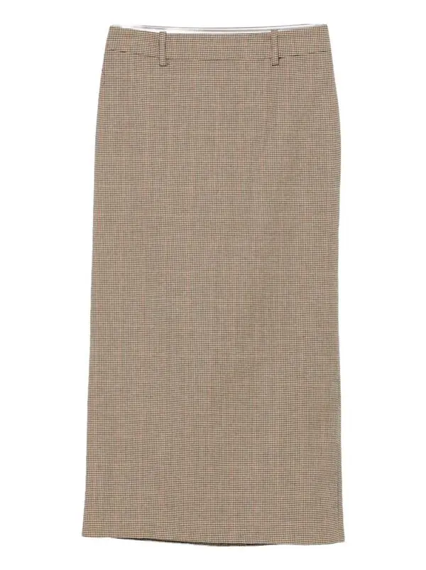 THE FRANKIE SHOP Plaid Pattern Midi Skirt - Beige
