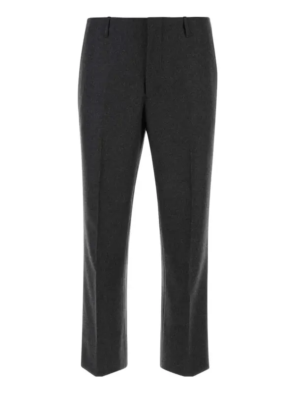 Prada Flannel Wool Straight-leg Trousers - Slate Grey
