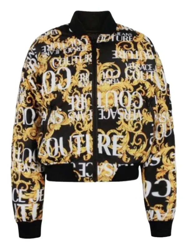 Versace Baroque Printed Zip-up Jacket - Black