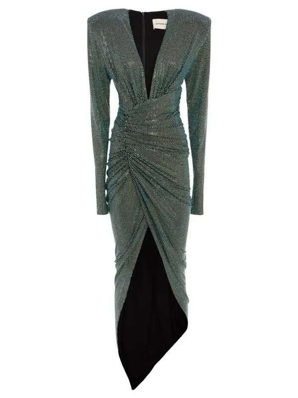 Alexandre Vauthier Asymmetrical Dress With V-neckline And Slit - Black