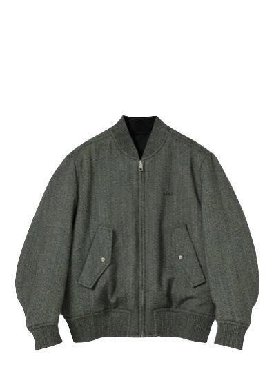 Gucci Herringbone Mouline Bomber Jacket - Black
