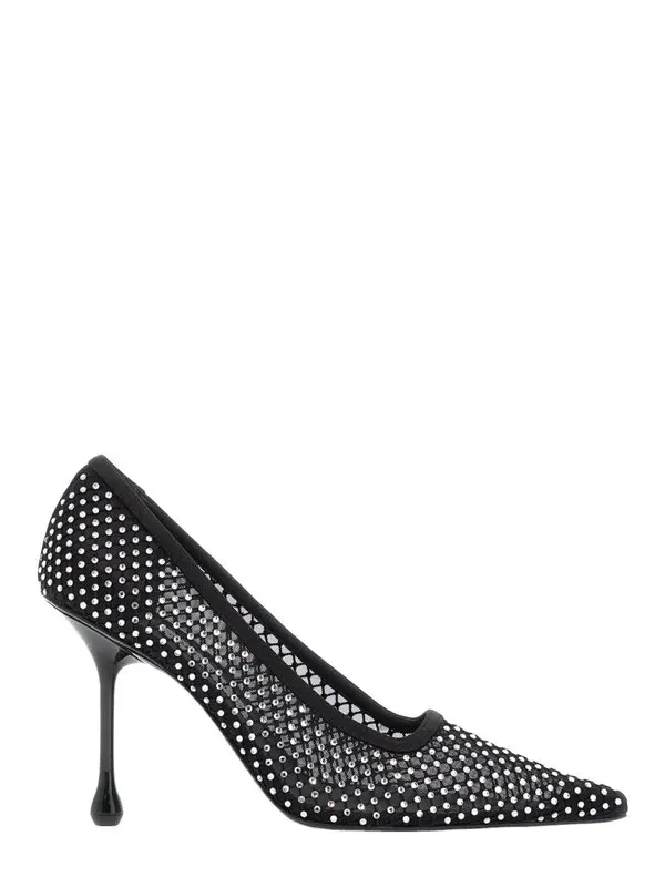 JIMMY CHOO Ixia 95 Crystal Embellished Pointed Toe High Heels - Black