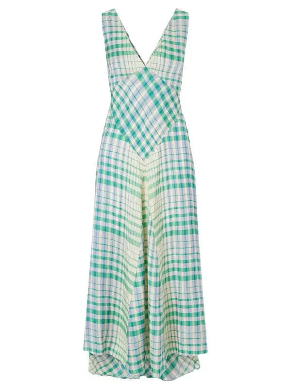 Polo Ralph Lauren Checked Woven Midi Dress - Green