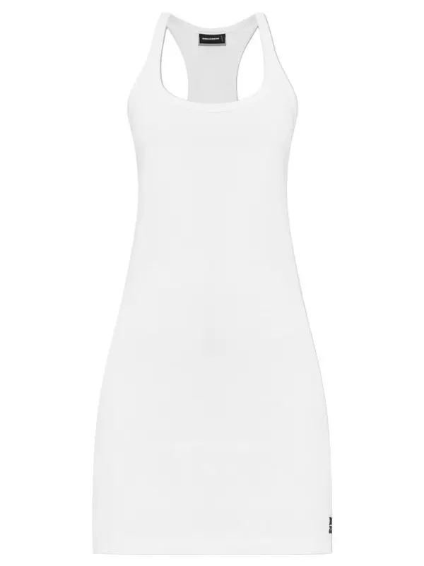 Dsquared2 Logo Embroidered Sleeveless Mini Dress - White