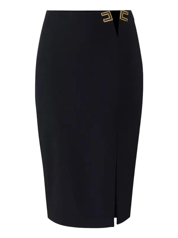 Elisabetta Franchi Midi Pencil Skirt With Logo Detail - Black