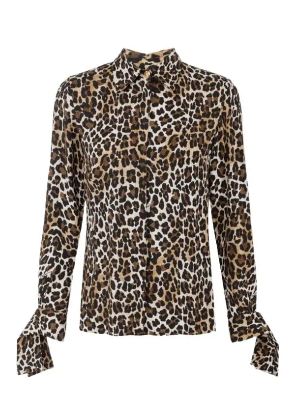 Elisabetta Franchi Animalier Printed Georgette Blouse With Ribbon Cuffs - Animal Print