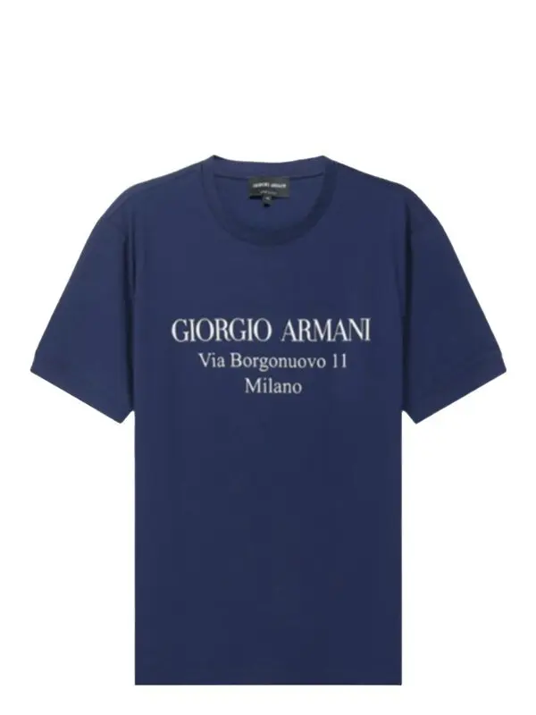 Giorgio Armani T-shirt With Round Neck And Short Sleeves - Blue