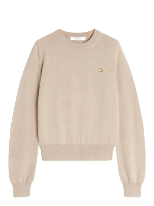 Maison Kitsuné Fox Patch Crew Neck Sweater - Roast