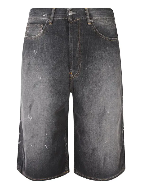 Acne Studios Wide Leg Denim Bermuda Shorts - Black