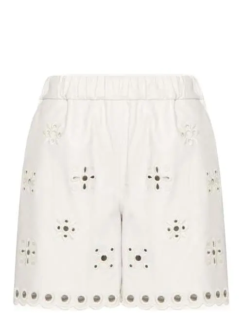 Red Valentino High Waist Broderie Anglaise Shorts - White