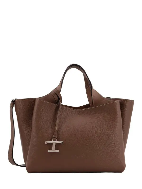 TOD'S Logo Plaque Mini Top Handle Bag - Brown