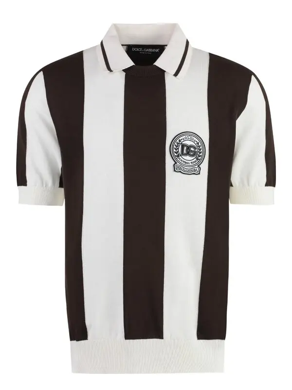 Dolce & Gabbana Dolce Gabbana Logo Patch Striped Knitted Polo Shirt - No