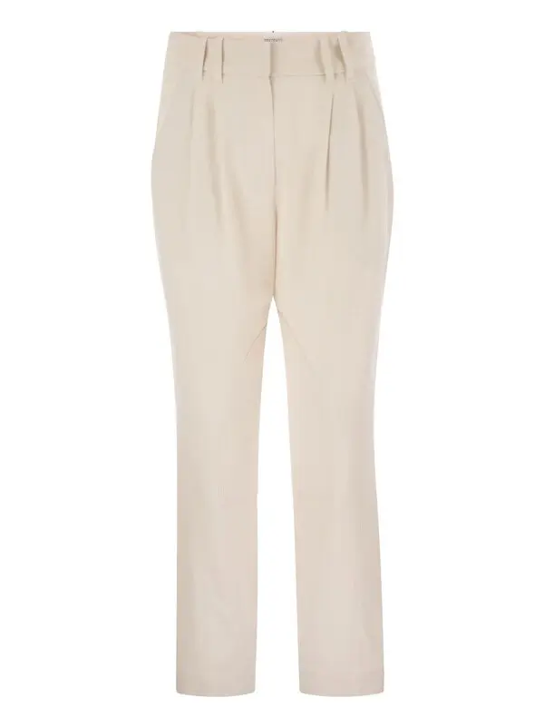 Brunello Cucinelli Pleated Tapered Leg Trousers - Nude
