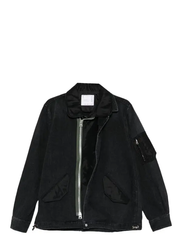Sacai Panelled Zip Denim Jacket - Black
