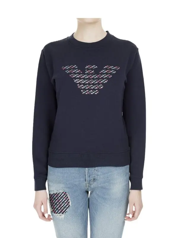 Emporio Armani Round Neck Logo Sweater - Black