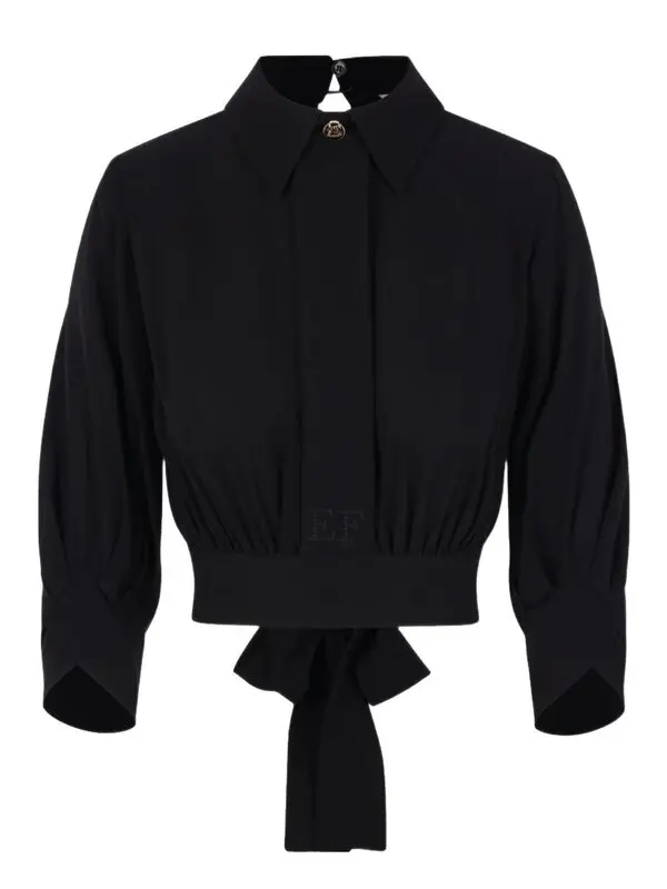 Elisabetta Franchi Short-sleeved Belted Blouse - Black