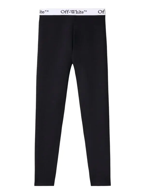 Off-White Logo Waistband Stretch Leggings - Black