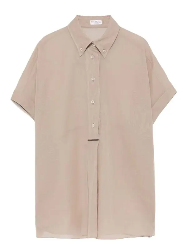 Brunello Cucinelli Sheer Cotton Shirt - Nude