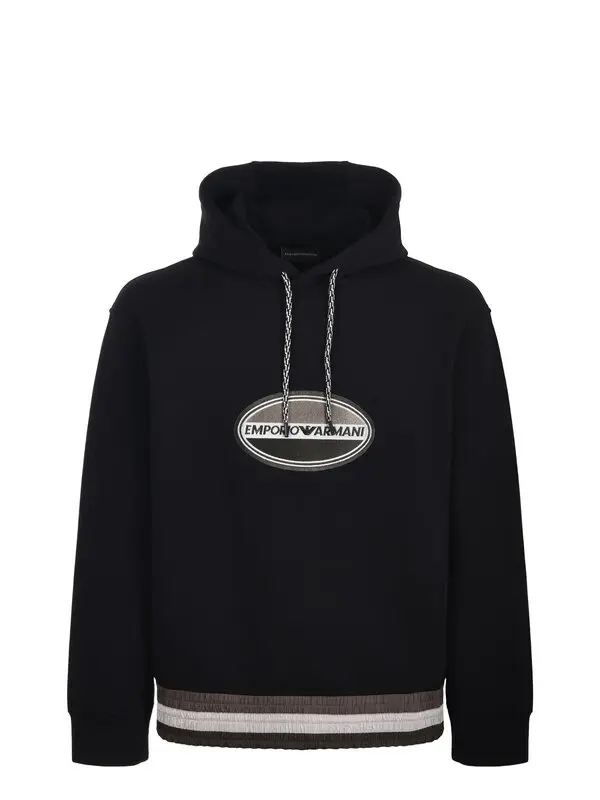 Emporio Armani Embroidered Logo Hoodie - Black