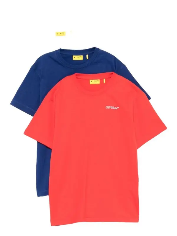 Off-White Logo Embroidered T-shirt - Orange